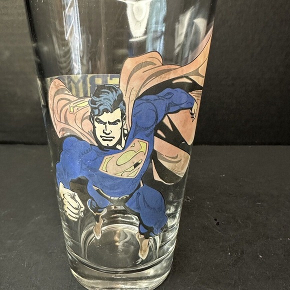 Libbey | Dining | Libbey Vintage Superman 2 Sided Glass Tumbler Rare ...